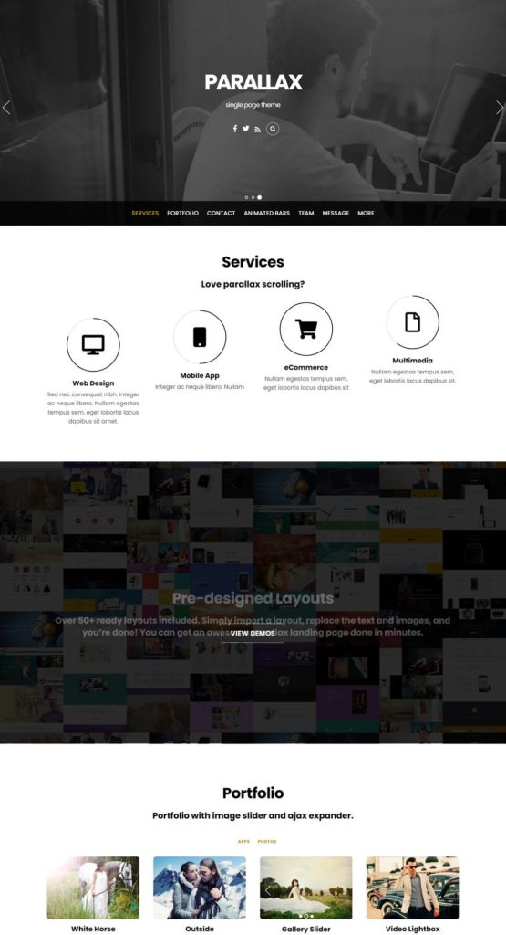 14 Best One Page Parallax WordPress Themes 2023 For Your Business - Gomahamaya